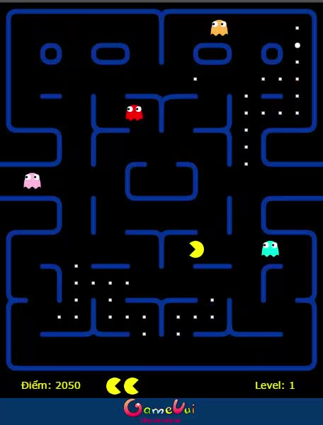 Video Chơi game Pacman cổ điển trên GameVui - Game Vui